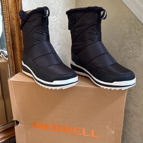 Merrell | Shoes | New Merrell Black Insulated Boots Size 8 Faux Fur ...